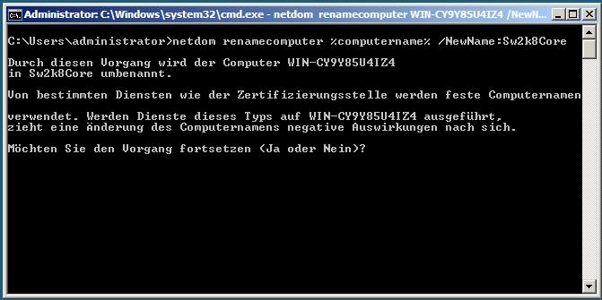 First steps – Windows Server 2008 Core – Installation – gansercom