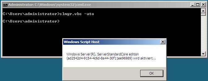 First steps – Windows Server 2008 Core – Installation – gansercom