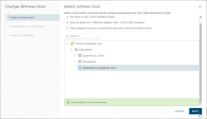 Replace vSAN Witness host – gansercom